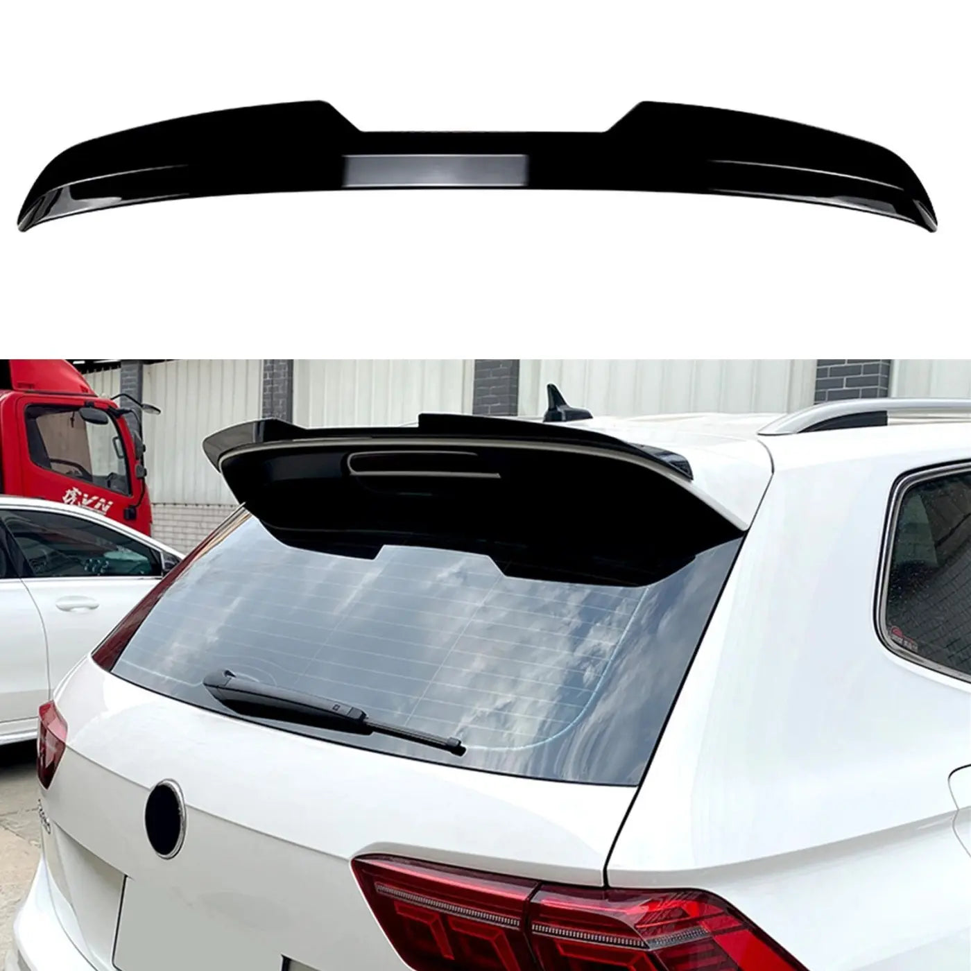 Rear Roof Spoiler Wing Black Trunk Splitter Lip Volkswagen Tiguan R-Li ...